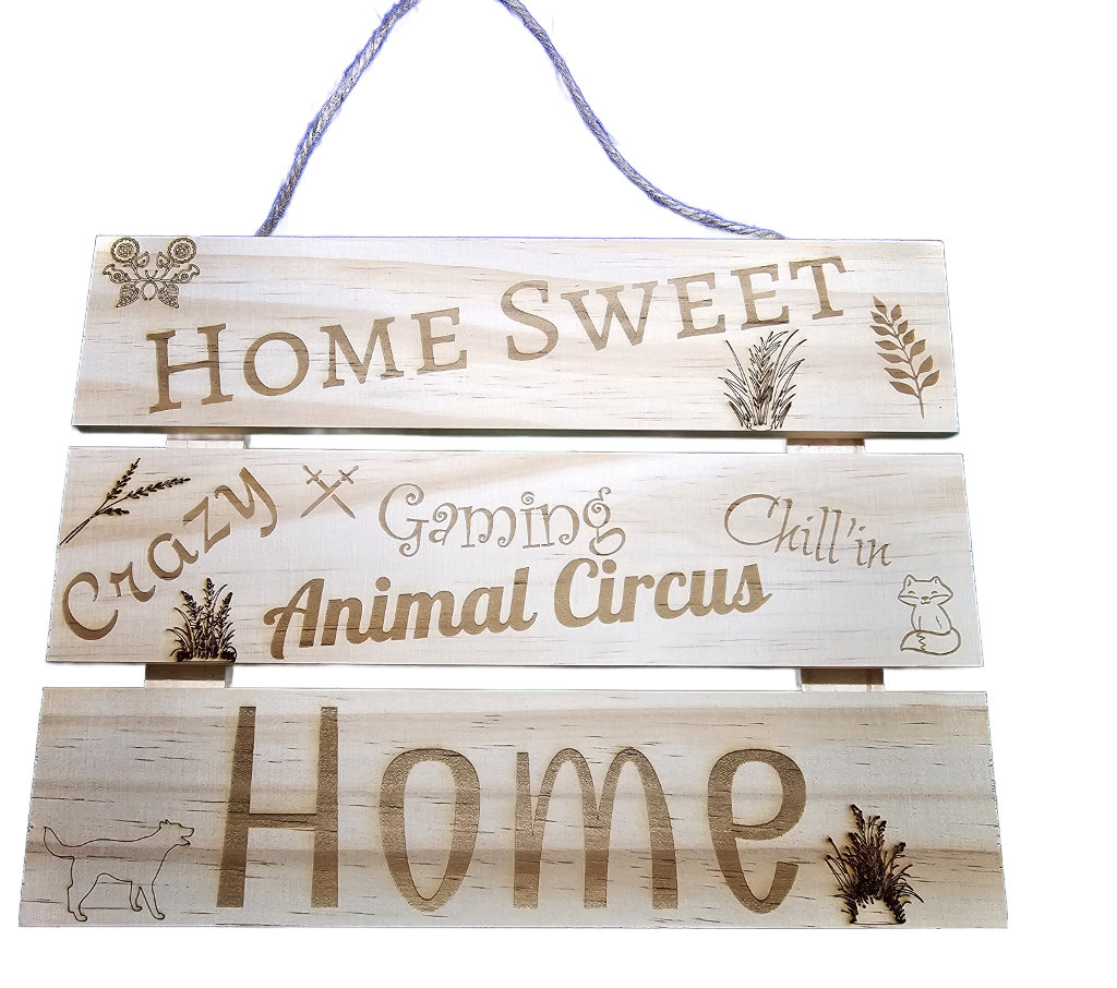 3 Slat wooden sign 10 W x 7 7/8 H - Kirk Engraving